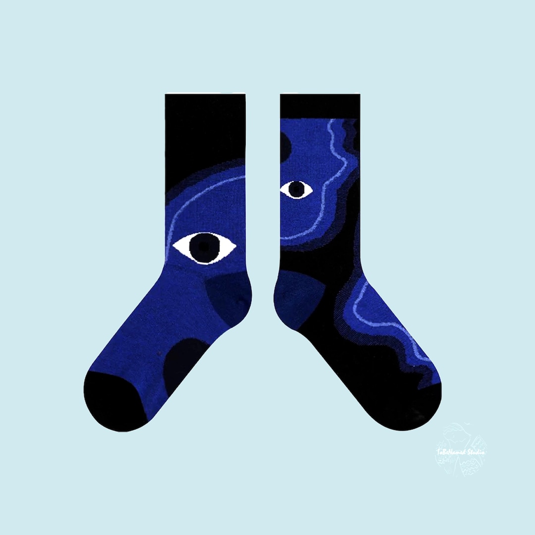 ABSTRACT COLLAGE Abstract Cotton Socks for Her | Graphic Crew Socks ...