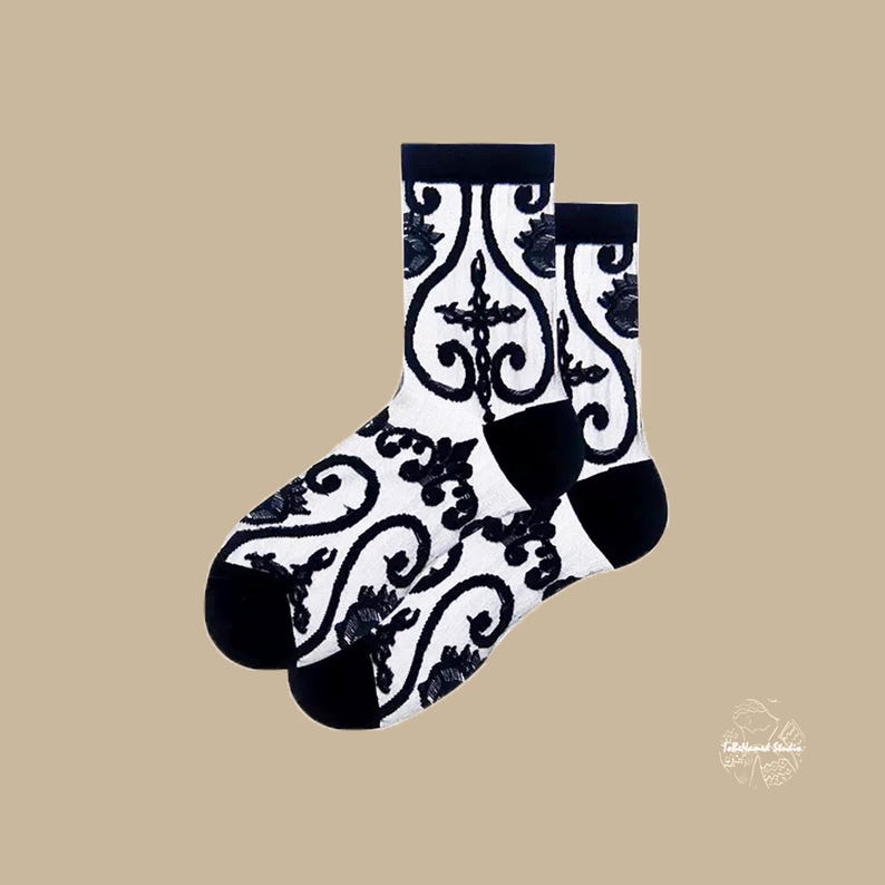 GOTHIC LACE Black Transparent Floral Patterned Sheer Socks | Romantic ...