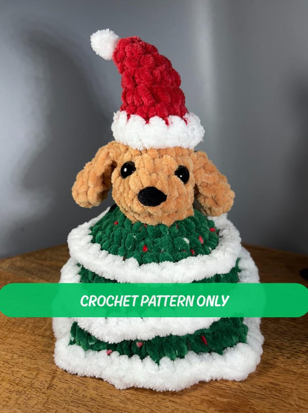 Santa Christmas Dog Crochet Pattern, Holiday Amigurumi Puppy Plushie ...