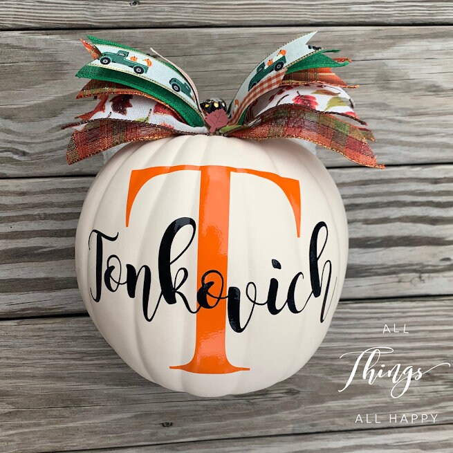 Monogrammed Pumpkin Decor: Personalized Family Name Gift - Etsy