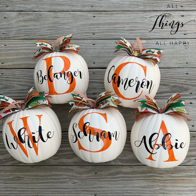 Monogrammed Pumpkin Decor: Personalized Family Name Gift - Etsy