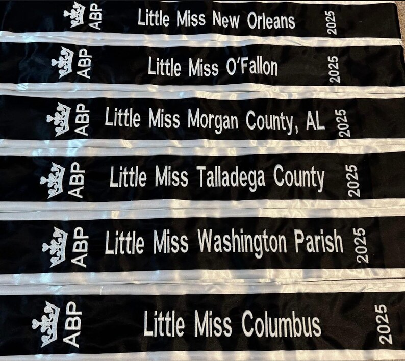 Custom Embroidered Pageant Sashes Pageant/bridal/birthday/senior/prom ...