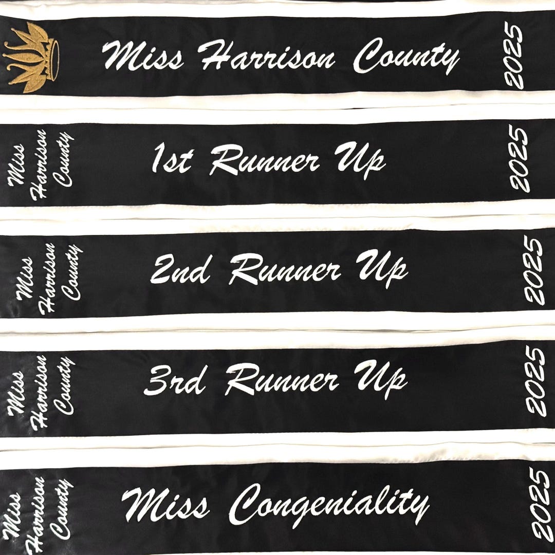 Custom Embroidered Pageant Sashes Pageant/bridal/birthday/senior/prom ...