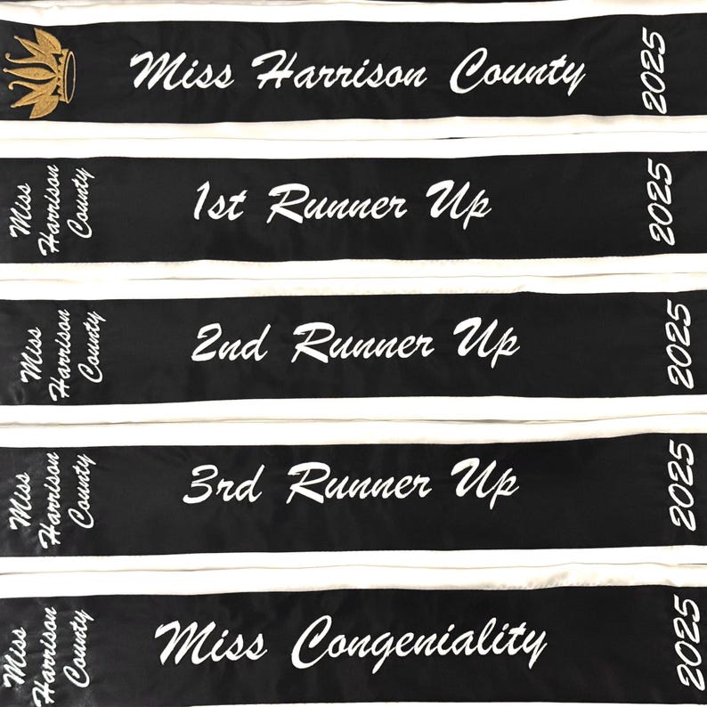 Custom Embroidered Pageant Sashes Pageant/bridal/birthday/senior/prom ...