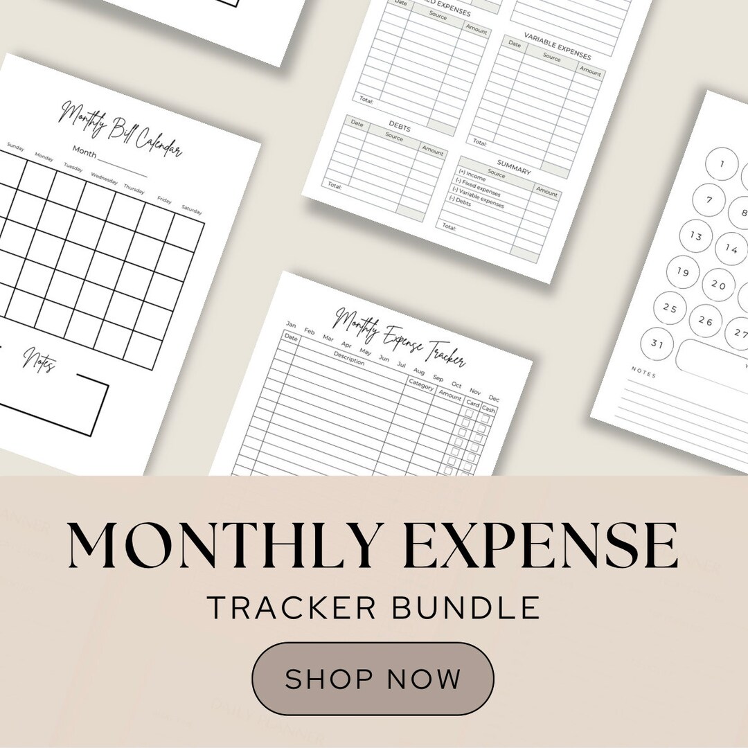 Monthly Expense Tracker Printable Bundle - Etsy