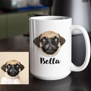 Custom Dog Mug, Custom Pet Face Mug, Custom Pet Portrait Mug, Dog Face ...