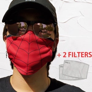Spider Web Face Mask With TWO Filters and Pocket | Super Hero Mask ...