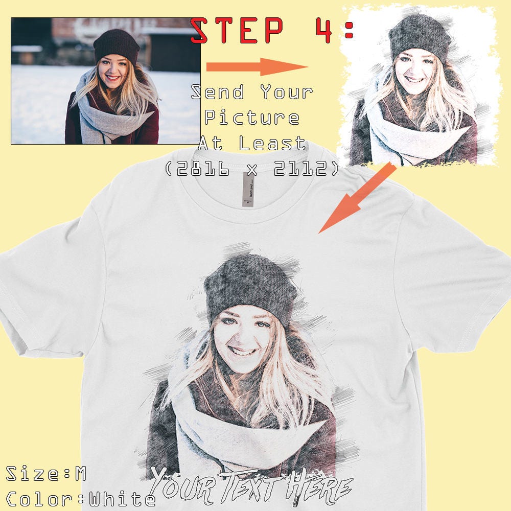 Make Your Photo to the Digital Artwork T-shirt. Custom Text | Etsy