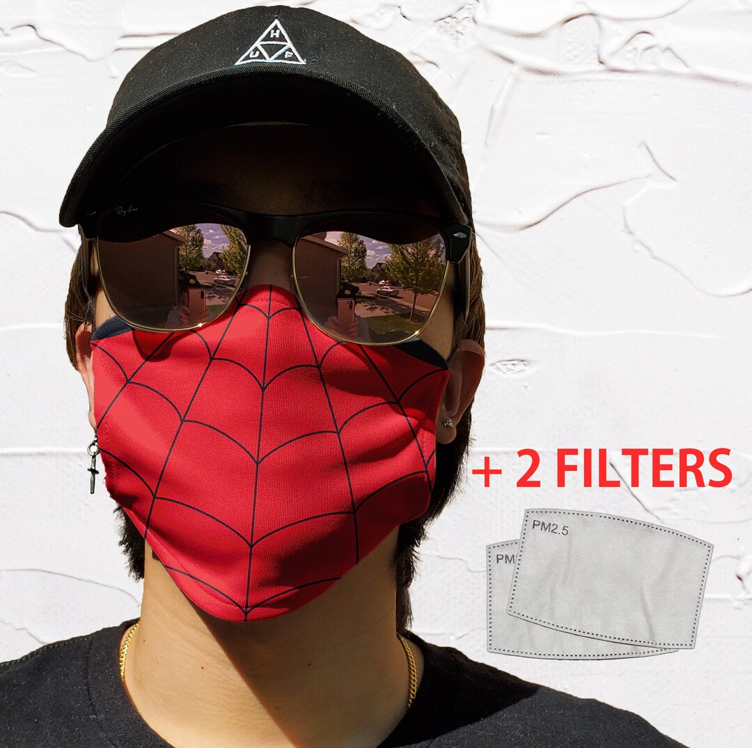 Spider Web Face Mask With TWO Filters and Pocket | Super Hero Mask ...