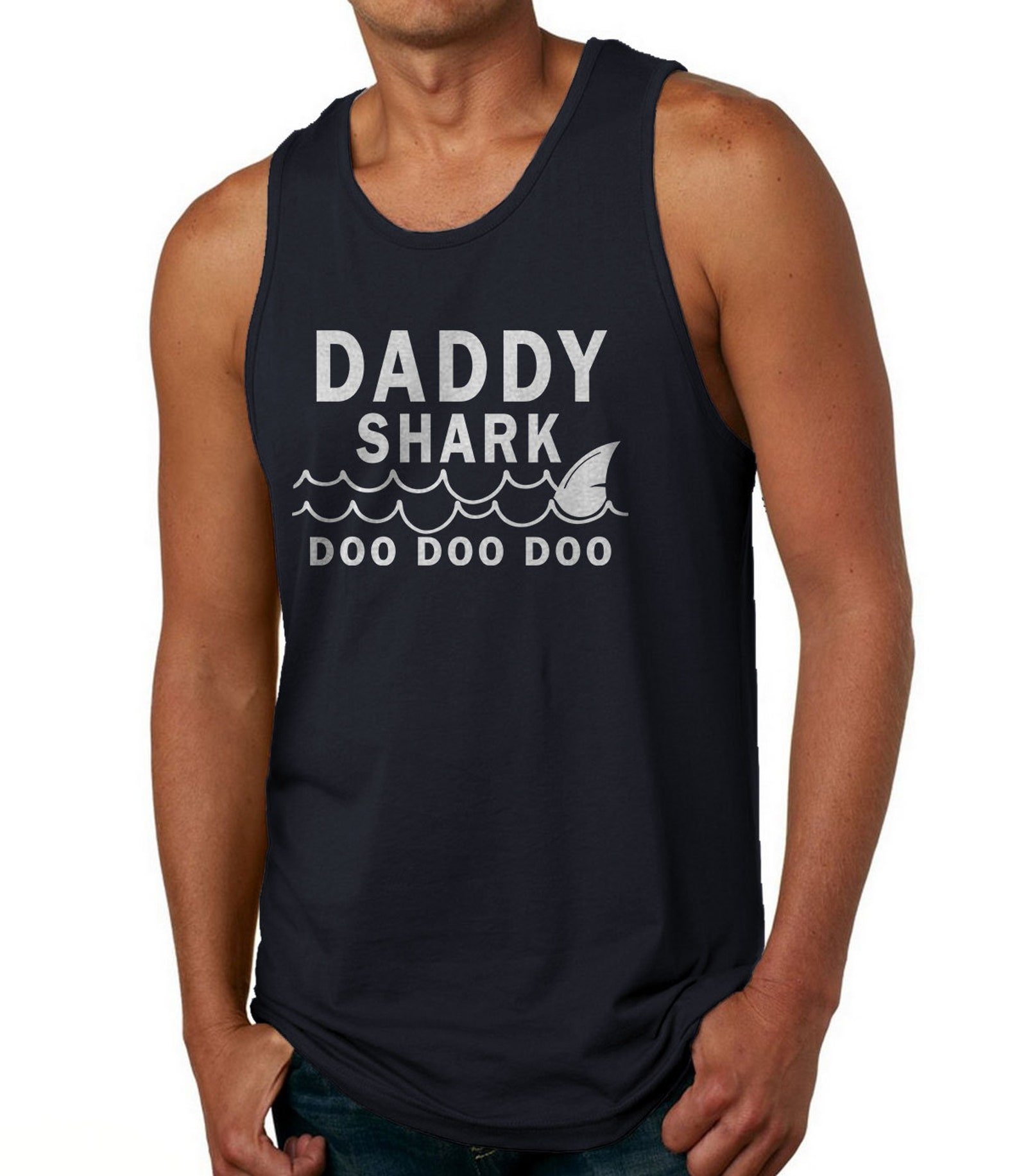 Daddy Shark Tee Shirt, Daddy Shark Tank Top, Papa Shark Shirts Tank ...