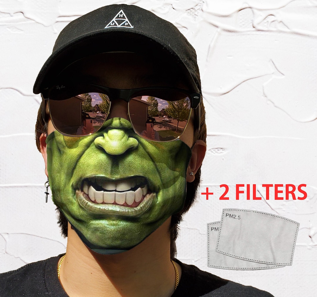 Hulk Face Mask With TWO Filters and Pocket | Super Hero Face Mask ...