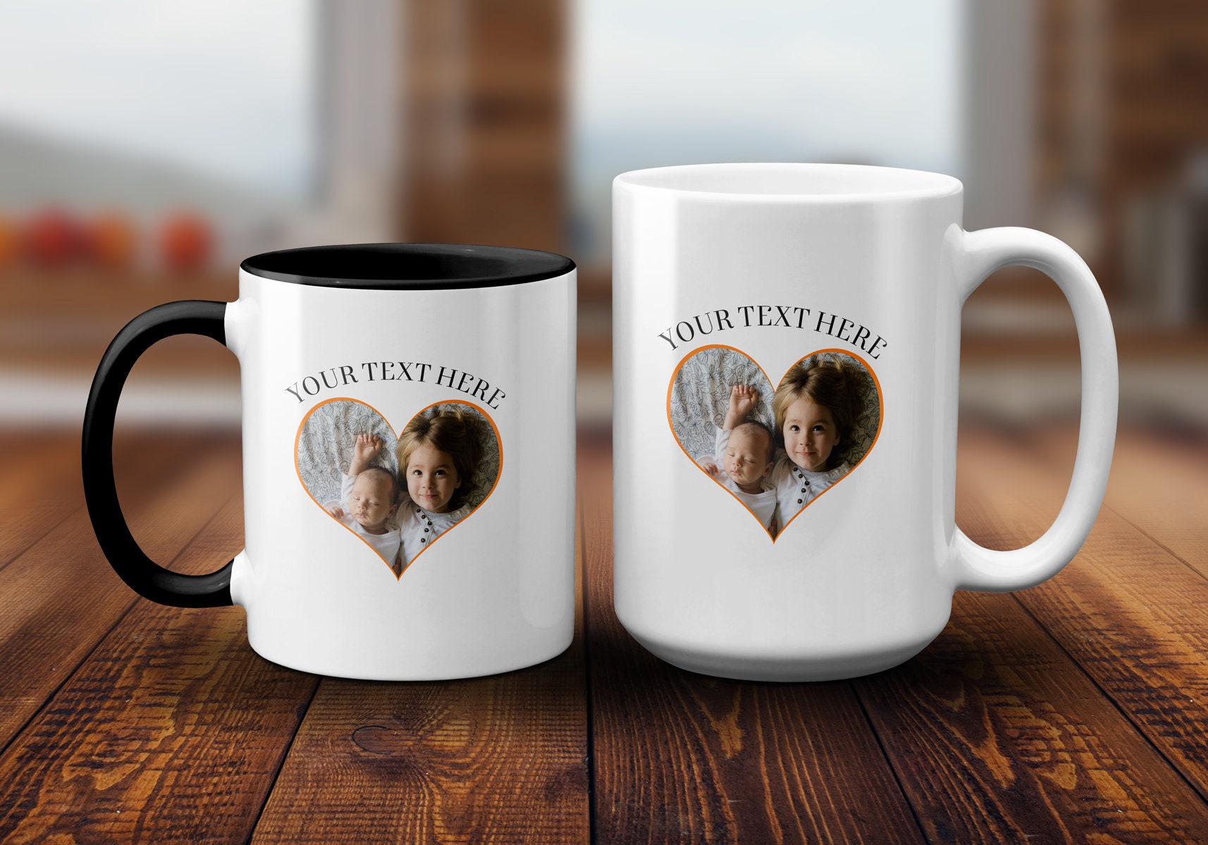 Personalized Mug Custom Text and Photo Heart Mug Make Your | Etsy