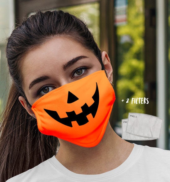 Pumpkin Jack O Lantern Face Mask Funny Halloween Mask With 2 | Etsy