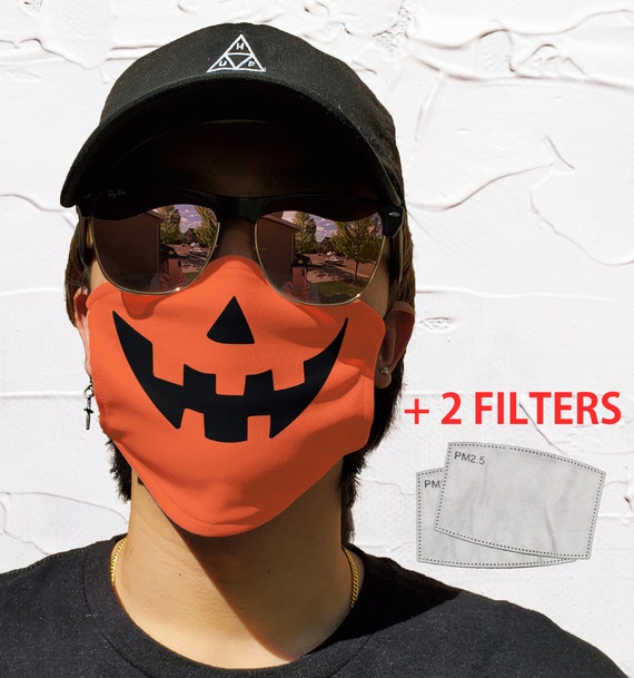 Pumpkin Jack O Lantern Face Mask Funny Halloween Mask With 2 | Etsy