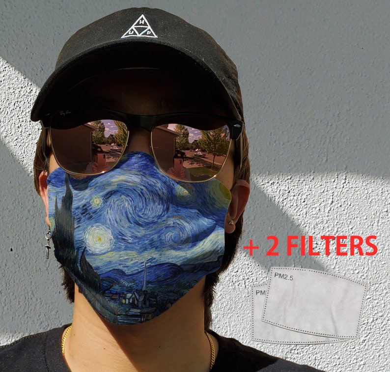 Starry Night Face Mask With 2 Filters and Pocket Washable - Etsy