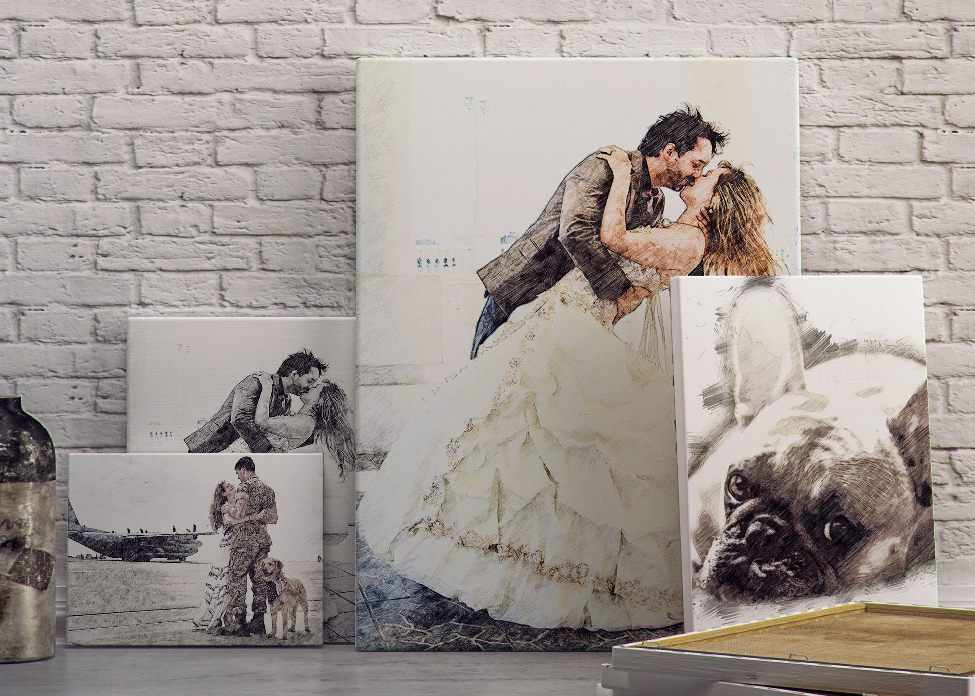 Custom Portrait Pencil Sketch Wedding Portrait Digital | Etsy