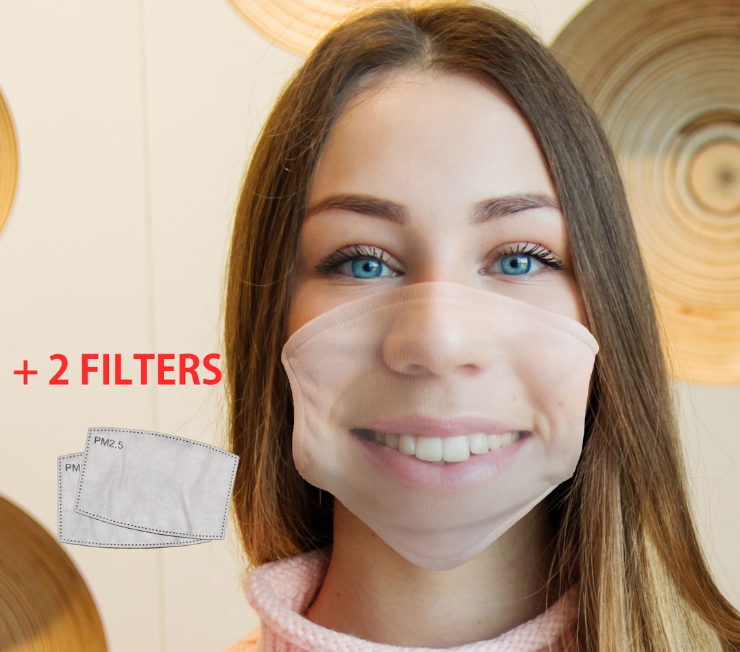Custom Your Own Funny Smile Face Mask Photo Face Mask With 2 Filters ...