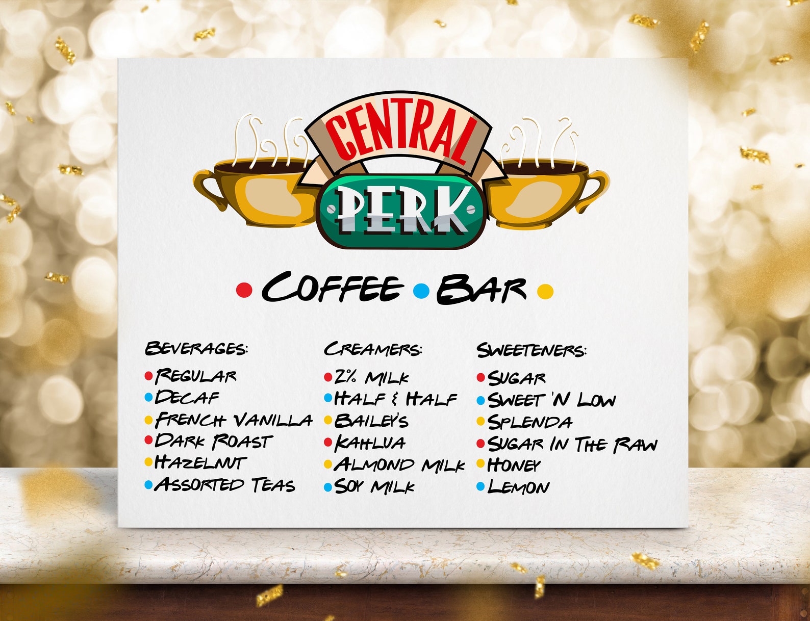 Custom Friends Themed Coffee Bar Bachelorette Hen Party Bridal Shower ...