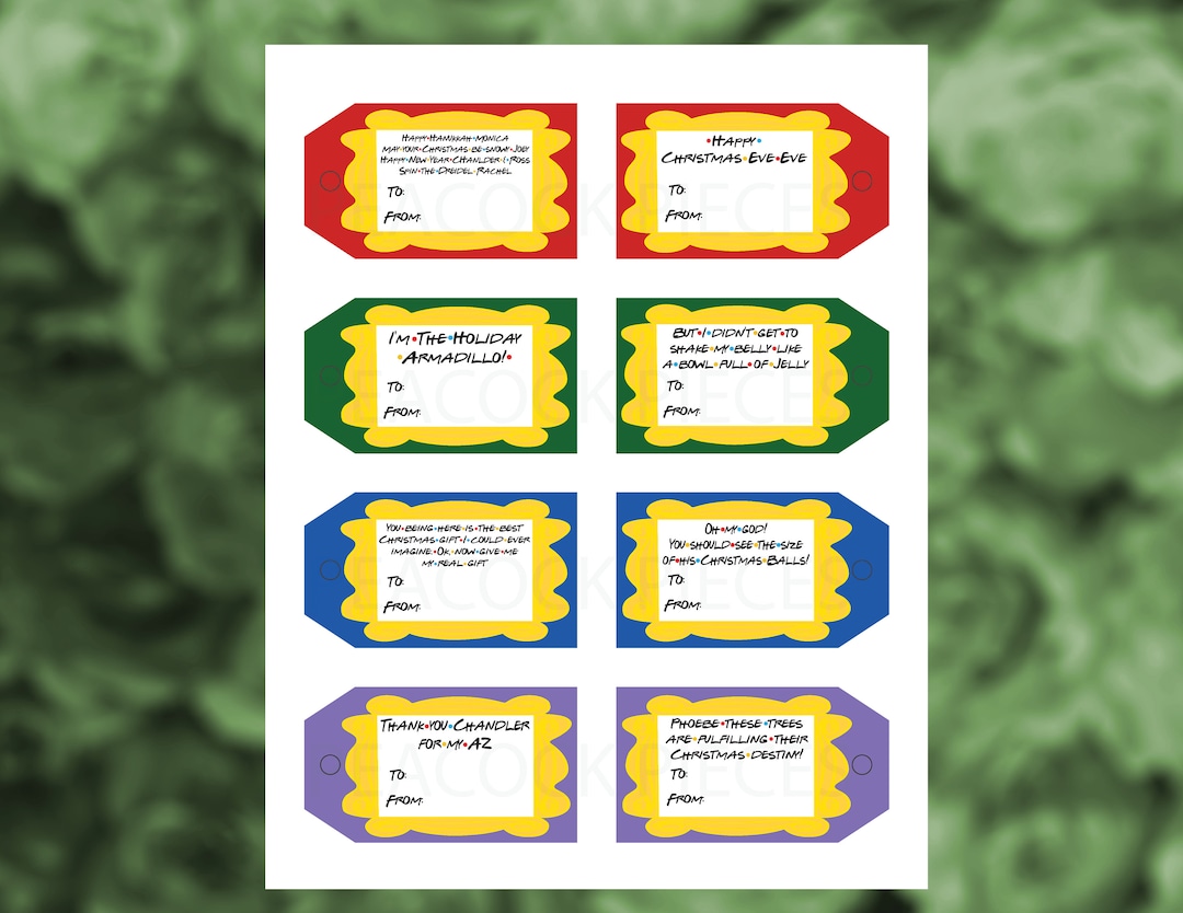 Friends Themed Gift Tags, Printable Holiday Gift Tags, Digital ...