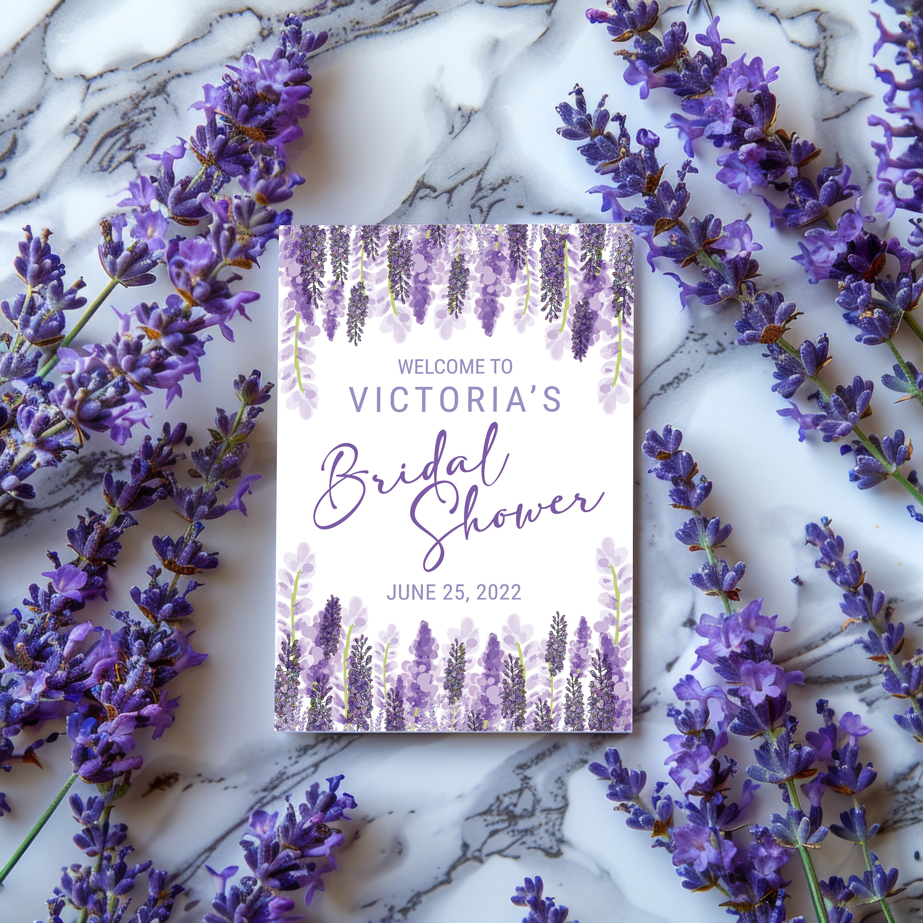 Purple Lilac Wisteria Bridal Shower Welcome Sign, Customized Printable ...