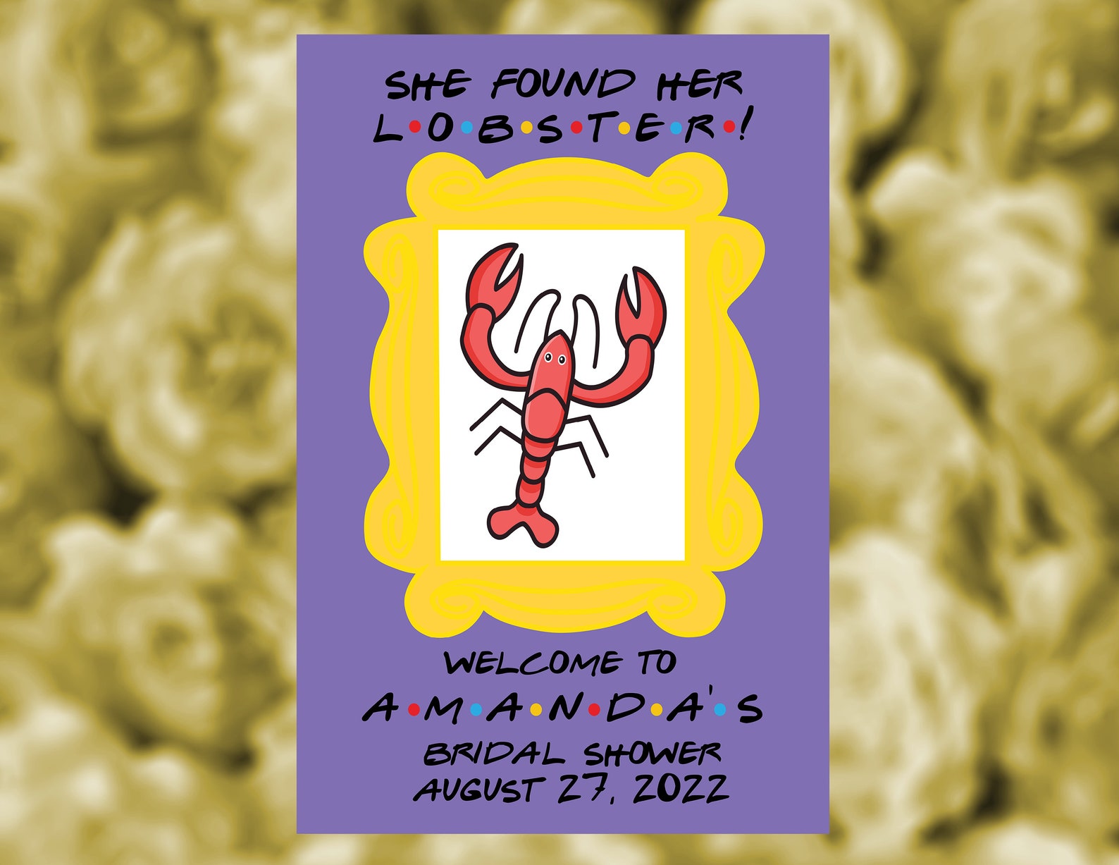 Custom Friends Themed Lobster Welcome Sign Bridal Shower Bachelorette ...