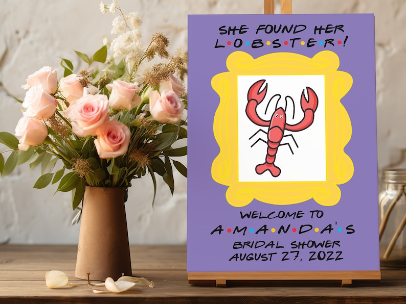 Custom Friends Themed Lobster Welcome Sign Bridal Shower Bachelorette ...