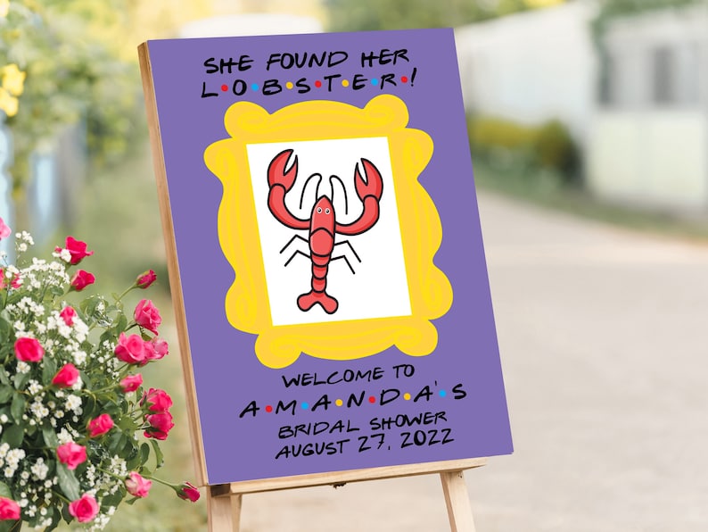 Custom Friends Themed Lobster Welcome Sign Bridal Shower Bachelorette ...