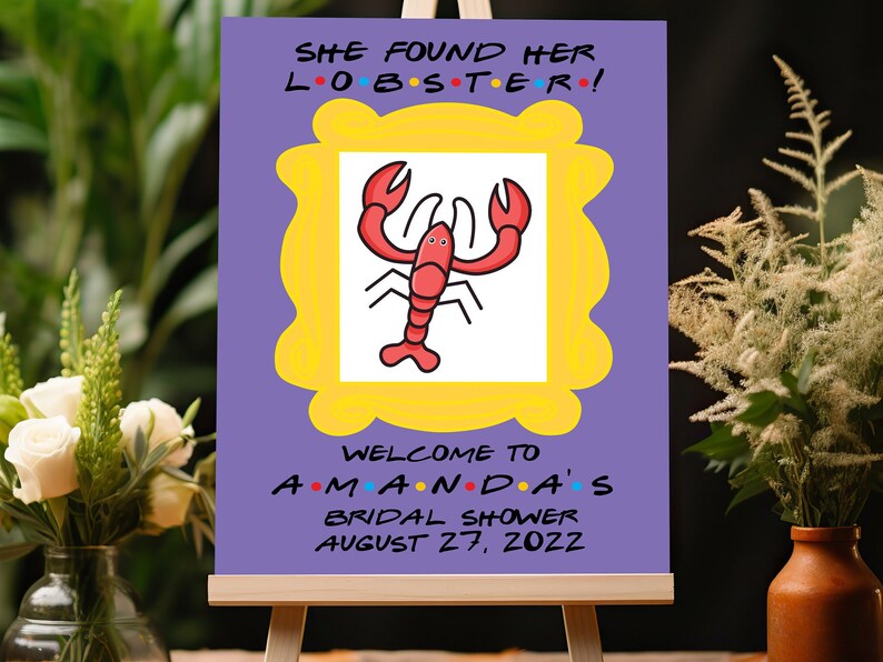 Custom Friends Themed Lobster Welcome Sign Bridal Shower Bachelorette ...