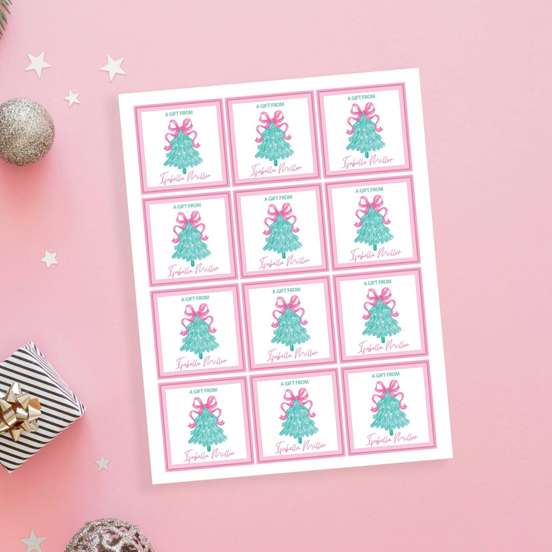 EDITABLE Christmas Tags Tree Bow Topper Printable PDF File EDITABLE on ...
