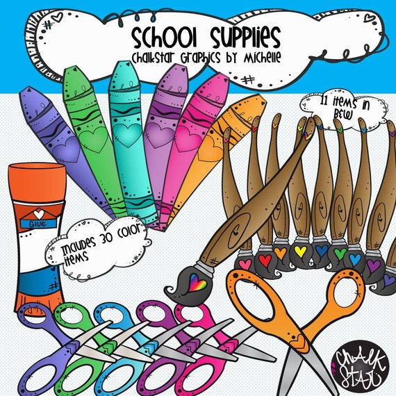 Back to School Kids and Supplies Clipart | Etsy