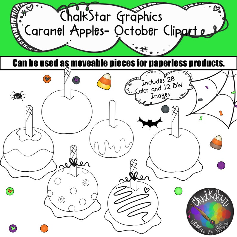 Build-a Caramel Apple Clipart Setchalkstar Graphics | Etsy
