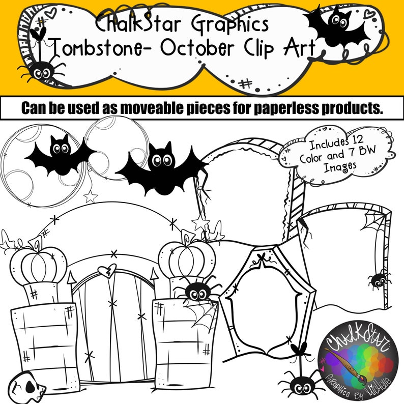 Tombstones Halloween Clip Art chalkstar Graphics - Etsy