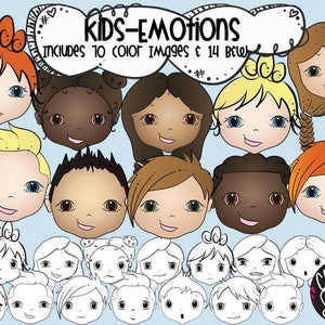Kids Emotions Clipart - Etsy