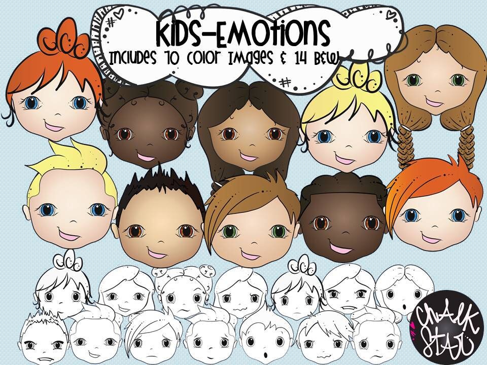 Kids Emotions Clipart - Etsy
