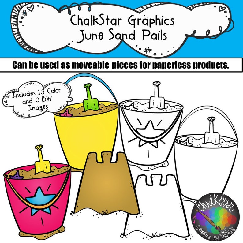 Sand Buckets Clip Art –chalkstar Graphics - Etsy