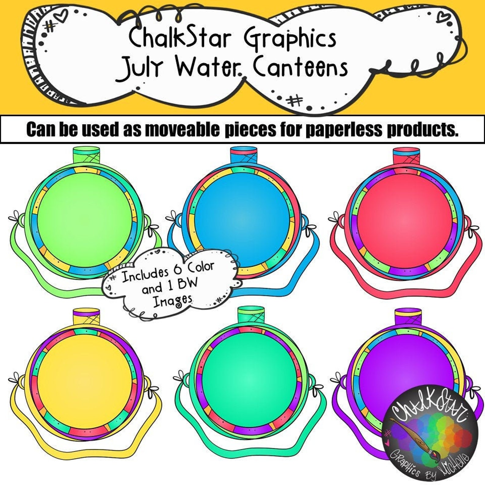 Water Canteens Clip Art –chalkstar Graphics - Etsy
