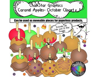 Caramel Apple Clipart | Etsy