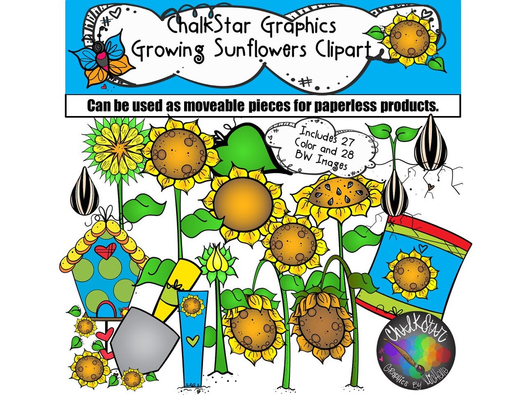 Garden Clip Art- How to Grow Sunflowers by Chalkstar Graphics - Etsy