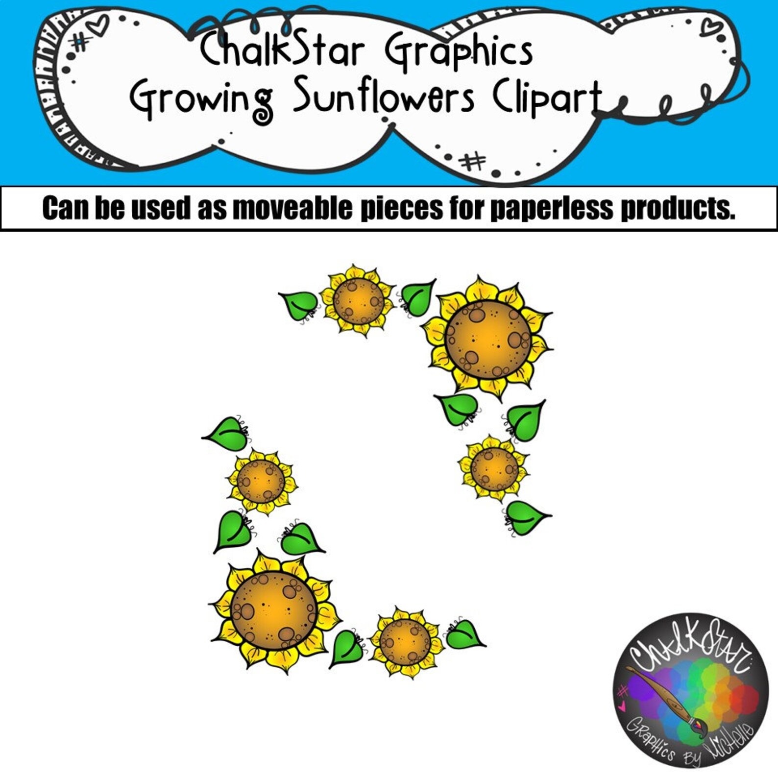 Garden Clip Art- How to Grow Sunflowers by Chalkstar Graphics - Etsy