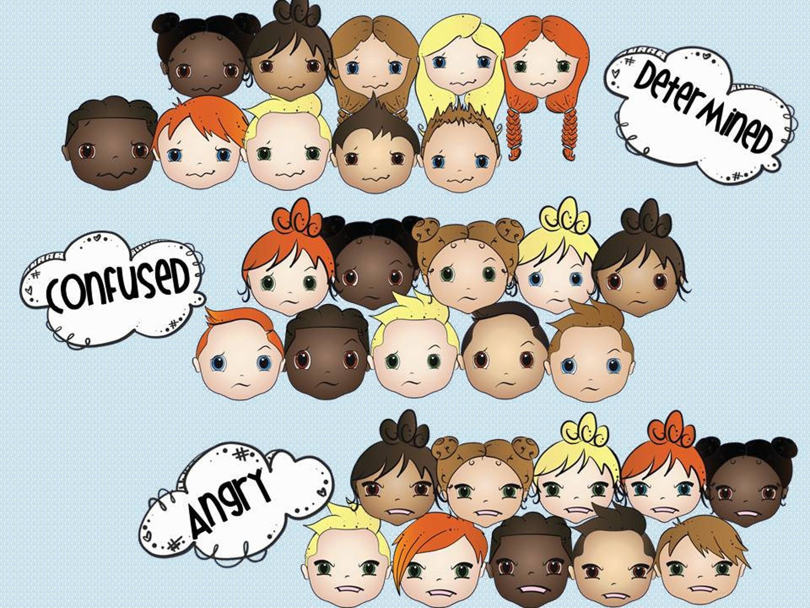 Kids Emotions Clipart - Etsy