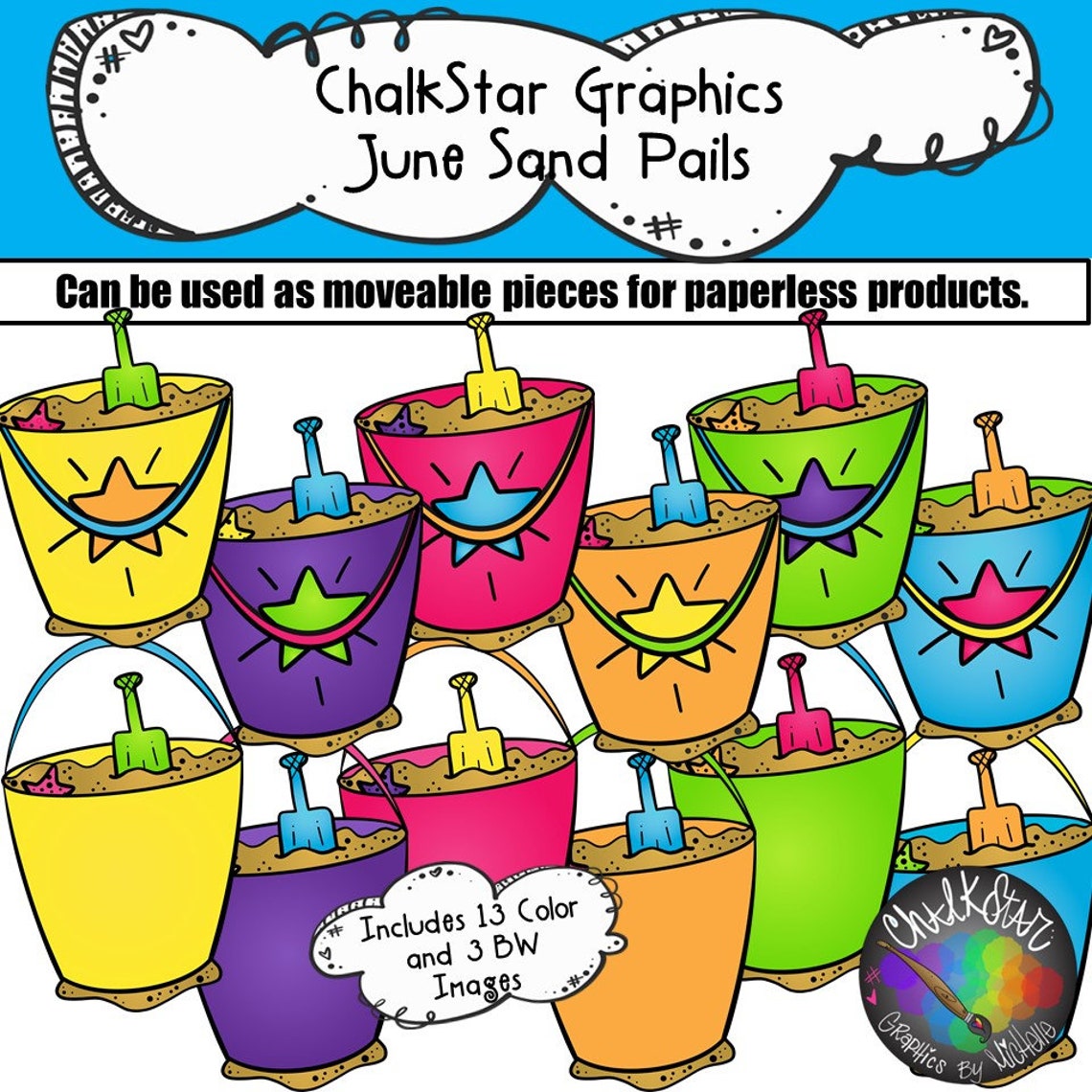 Sand Buckets Clip Art chalkstar Graphics | Etsy