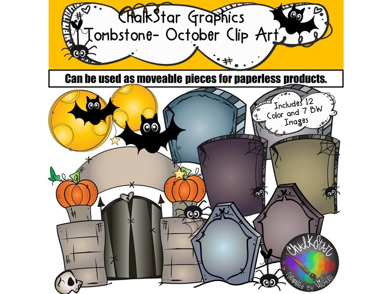 Tombstones Halloween Clip Art chalkstar Graphics - Etsy