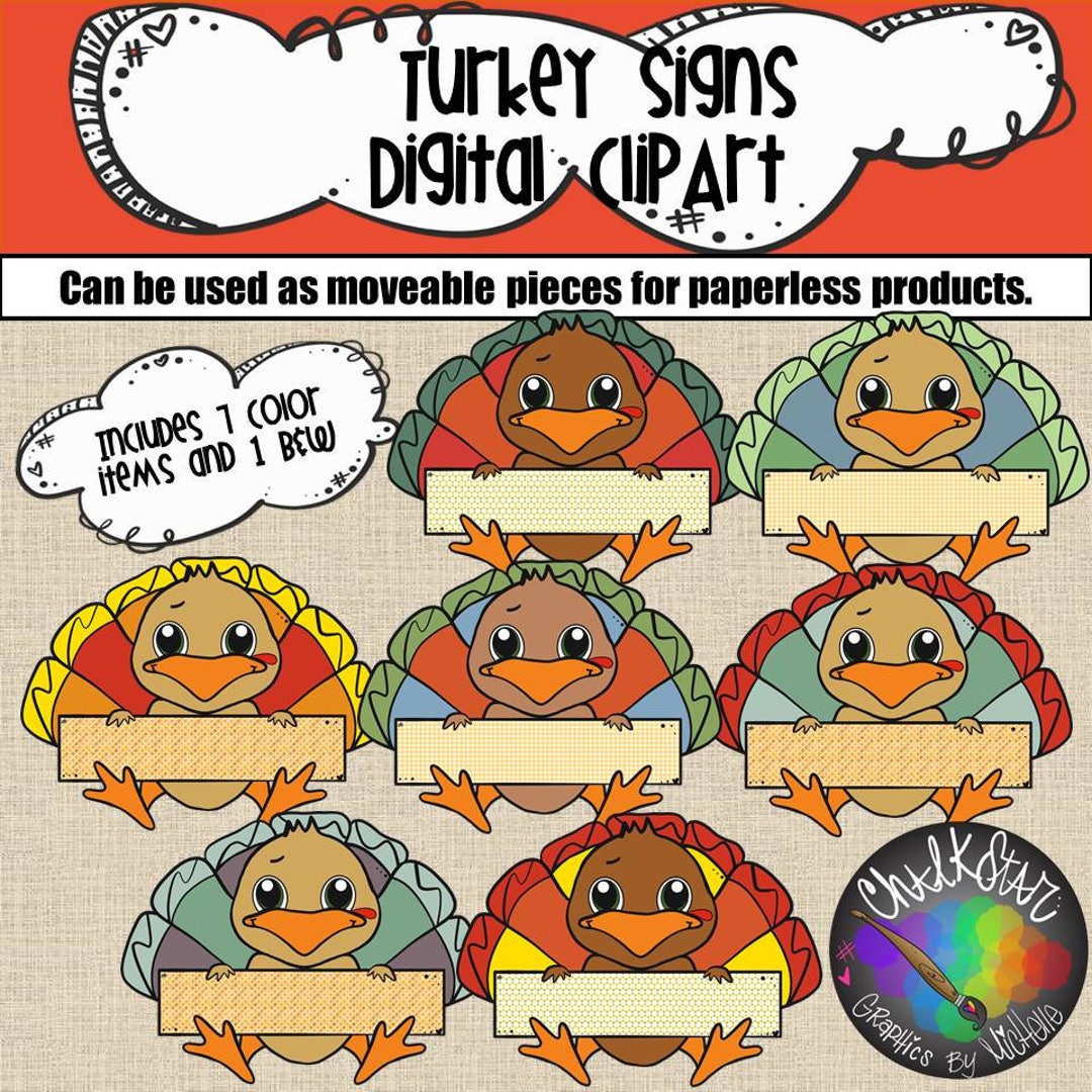 Turkey Digital Clip Art- PNG Images- Moveable Pieces - Etsy