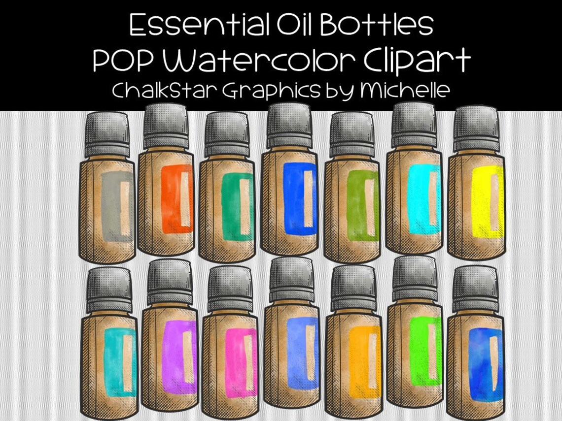 Essential Oil Bottles POP Watercolor Clipart - Etsy