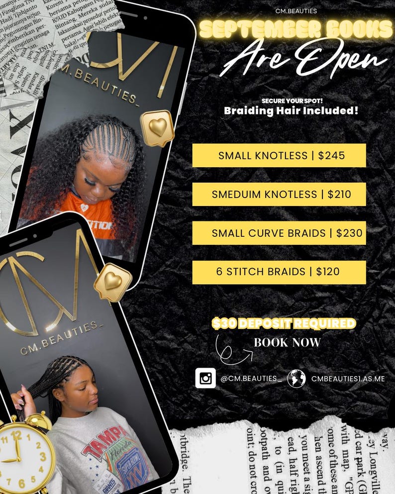 Knotless Braids Flyer Template: Customizable Canva Design (digital ...