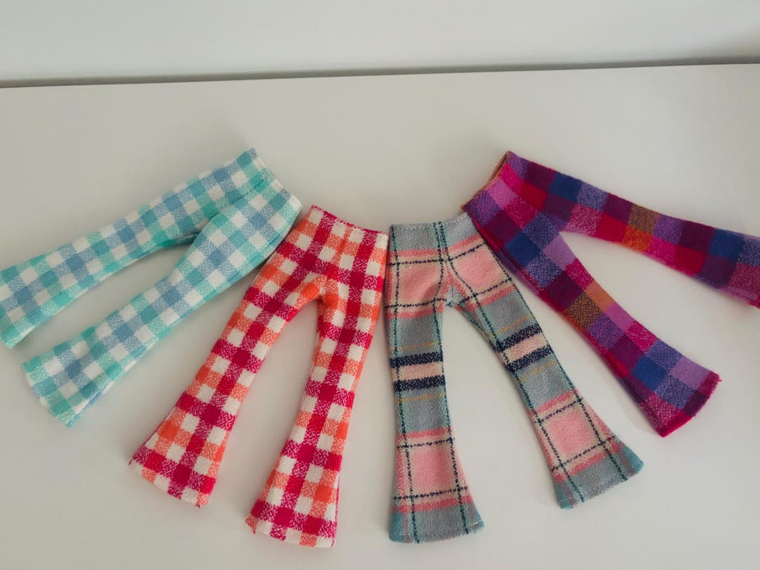 Winter Bell Bottom Checkered Pants - Etsy