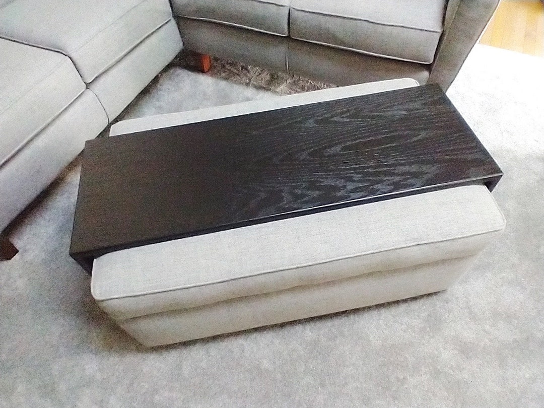 Black Oak Ottoman Table Top Tray, Custom Ottoman Tray, Ottoman Cocktail ...