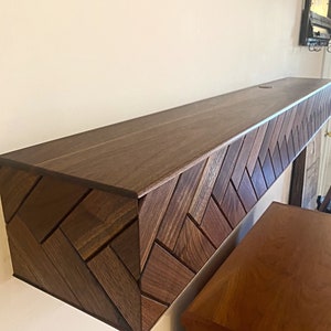 Walnut Fireplace Mantel & Floating Shelf, Solid Walnut Herringbone ...