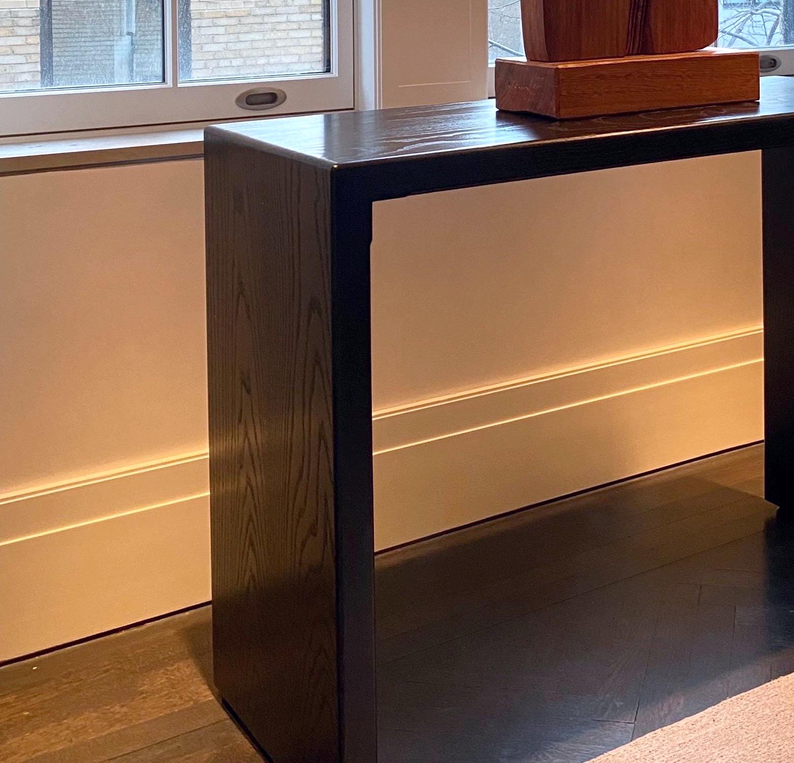 Modern Black Waterfall Console Table Handmade in Oak - Entryway or Sofa ...