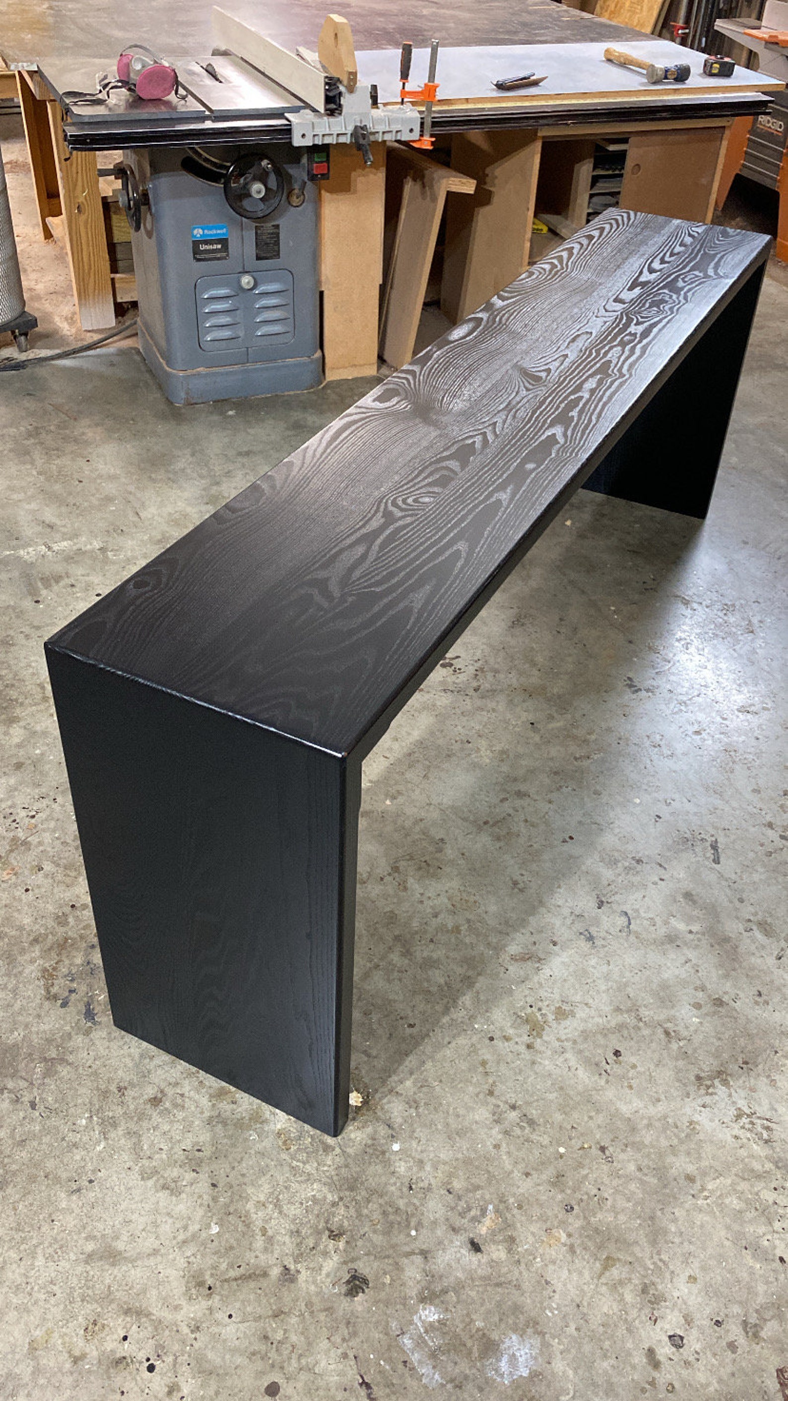 Modern Black Waterfall Console Table Handmade in Oak - Entryway or Sofa ...